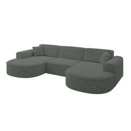 WOHNLANDSCHAFT MARI-U1 - 303x171x79 cm Gr&uuml;n Tissu