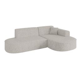 ECKSOFA Ottomane Rechts MARI-L1 - 243x171x79 cm Hellgrau Tissu