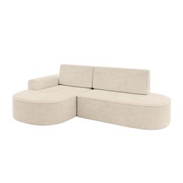 ECKSOFA mit Schlaffunktion und Bettkasten Ottomane Links MARI-L1-S - 283x167x85 cm Beige Cord