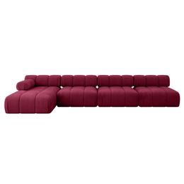ECKSOFA modulares Sofa Razon-L3 - 380x160x70 cm Bordeauxrot Velours