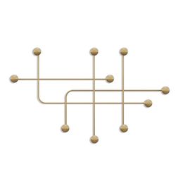 WANDGARDEROBE mit 9 Haken aus goldfarbenem Metall 107/10/64 cm