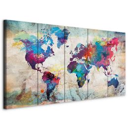 Artgeist Leinwandbild World Map Multicolor ca. 200x80cm