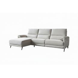 KAWOLA ECKSOFA ADRIANA Hellgrau Flachgewebe Relaxfunktion
