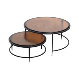 Signature SATZTISCHE aus Rauchglas und schwarzem Metall D86 cm - IGLOO