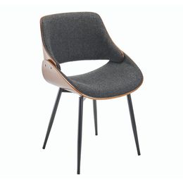 Signature STUHL mit Nussbaum-Finish und grauem Stoffbezug - Mannix