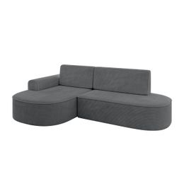 ECKSOFA mit Schlaffunktion und Bettkasten Ottomane Links MARI-L1-S - 283x167x85 cm Dunkelgrau Cord