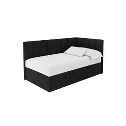 EINZELBETT Jugendbett mit Bettkasten Links, ohne Matratze - LOVY 90x200 Schwarz