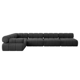 ECKSOFA modulares Sofa Mende-L3 - 380x190x70 cm Schwarz Velours