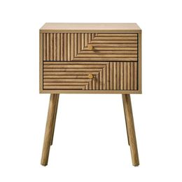 NACHTTISCH 2 Schubladen mit Fronten in Lamellenoptik in L-Form Eden 45/39/60 cm