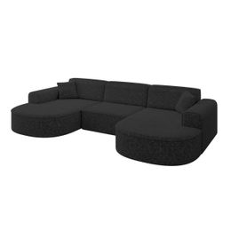 WOHNLANDSCHAFT MARI-U1 - 303x171x79 cm Schwarz Tissu