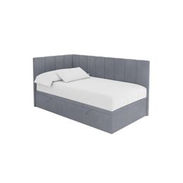 EINZELBETT Jugendbett mit Bettkasten Rechts, mit Matratze - LOVY 90x200 Grau