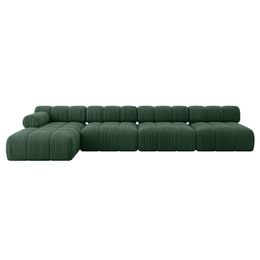 ECKSOFA modulares Sofa Razon-L3 - 380x160x70 cm Gr&uuml;n Cord