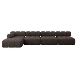 ECKSOFA modulares Sofa Razon-L3 - 380x160x70 cm Braun Velours