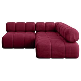 ECKSOFA modulares Sofa Samaro-L1 - 190x190x70 cm Bordeauxrot Velours