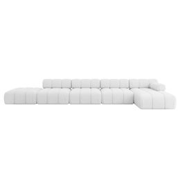 ECKSOFA modulares Sofa Lizur-L3 - 475x160x70 cm Wei&szlig; Boucl&eacute;