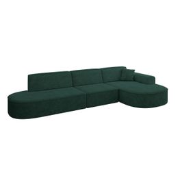 ECKSOFA Ottomane Rechts MARI-L2 - 328x171x79 cm Gr&uuml;n Velours