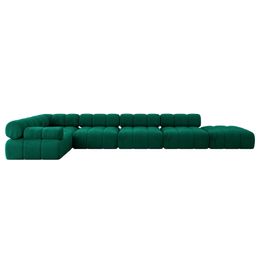 ECKSOFA modulares Sofa Felto-L3 - 475x190x70 cm Dunkelgr&uuml;n Velours