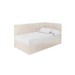 EINZELBETT Jugendbett mit Bettkasten Links, mit Matratze - LOVY 100x200 Beige