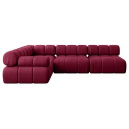 ECKSOFA modulares Sofa Mende-L2 - 285x190x70 cm Bordeauxrot Velours