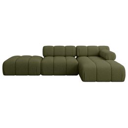 ECKSOFA modulares Sofa Lizur-L1 - 285x160x70 cm Gr&uuml;n Boucl&eacute;
