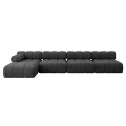 ECKSOFA modulares Sofa Razon-L3 - 380x160x70 cm Schwarz Velours