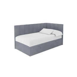 EINZELBETT Jugendbett mit Bettkasten Links, mit Matratze - LOVY 90x200 Grau