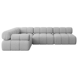 ECKSOFA modulares Sofa Mende-L2 - 285x190x70 cm Hellgrau Boucl&eacute;