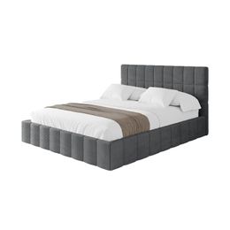 POLSTERBETT mit Bettkasten und Lattenrost, Boxbett ohne Matratze - AMEA 140x200 Dunkelgrau
