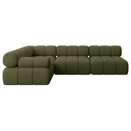 ECKSOFA modulares Sofa Mende-L2 - 285x190x70 cm Gr&uuml;n Boucl&eacute;