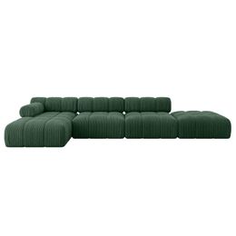 ECKSOFA modulares Sofa Lizur-L2 - 380x160x70 cm Gr&uuml;n Cord