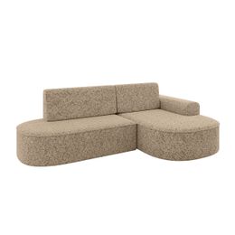 ECKSOFA mit Schlaffunktion und Bettkasten Ottomane Rechts MARI-L1-S - 283x167x85 cm Braun Tissu