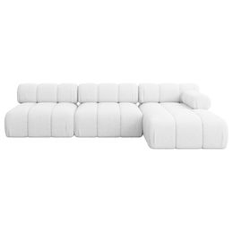 ECKSOFA modulares Sofa Razon-L2 - 285x160x70 cm Wei&szlig; Boucl&eacute;