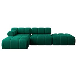 ECKSOFA modulares Sofa Lizur-L1 - 285x160x70 cm Dunkelgr&uuml;n Velours
