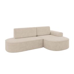 ECKSOFA mit Schlaffunktion und Bettkasten Ottomane Rechts MARI-L1-S - 283x167x85 cm Beige Velours