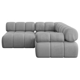 ECKSOFA modulares Sofa Mende-L1 - 190x190x70 cm Hellgrau Velours