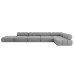 ECKSOFA modulares Sofa Favio-L3 - 475x190x70 cm Hellgrau Velours