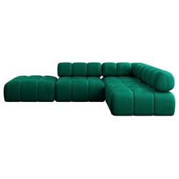 ECKSOFA modulares Sofa Favio-L1 - 285x190x70 cm Dunkelgr&uuml;n Velours
