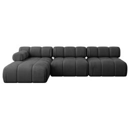 ECKSOFA modulares Sofa Razon-L2 - 285x160x70 cm Schwarz Velours