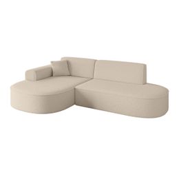 ECKSOFA Ottomane Links MARI-L1 - 243x171x79 cm Dunkelbeige Boucl&eacute;