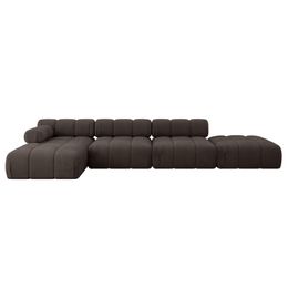 ECKSOFA modulares Sofa Lizur-L2 - 380x160x70 cm Braun Velours