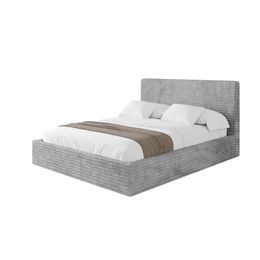 POLSTERBETT mit Bettkasten und Lattenrost, Boxbett ohne Matratze - ALOVA 140x200 Hellgrau