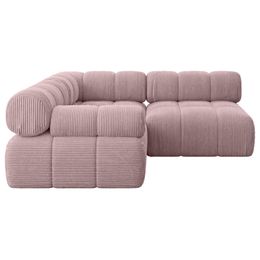 ECKSOFA modulares Sofa Mende-L1 - 190x190x70 cm Rosa Cord