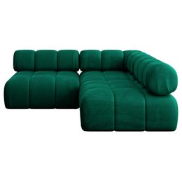 ECKSOFA modulares Sofa Samaro-L1 - 190x190x70 cm Dunkelgr&uuml;n Velours