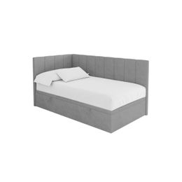EINZELBETT Jugendbett mit Bettkasten Rechts, mit Matratze - LOVY 90x200 Grau