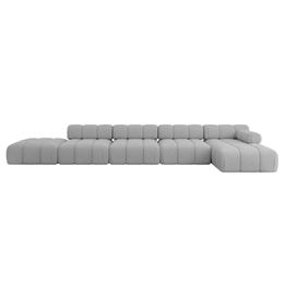 ECKSOFA modulares Sofa Lizur-L3 - 475x160x70 cm Hellgrau Boucl&eacute;