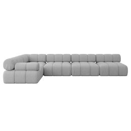 ECKSOFA modulares Sofa Mende-L3 - 380x190x70 cm Hellgrau Boucl&eacute;