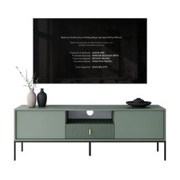 TV-ELEMENT MIDNIGHT mit Schubladen auf Gestell gr&uuml;n