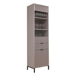 GLASVITRINE klein mit 1 Schublade und 2 T&uuml;ren, Beige
