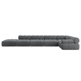 ECKSOFA modulares Sofa Felto-L3 - 475x190x70 cm Dunkelgrau Cord