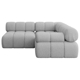 ECKSOFA modulares Sofa Mende-L1 - 190x190x70 cm Hellgrau Boucl&eacute;